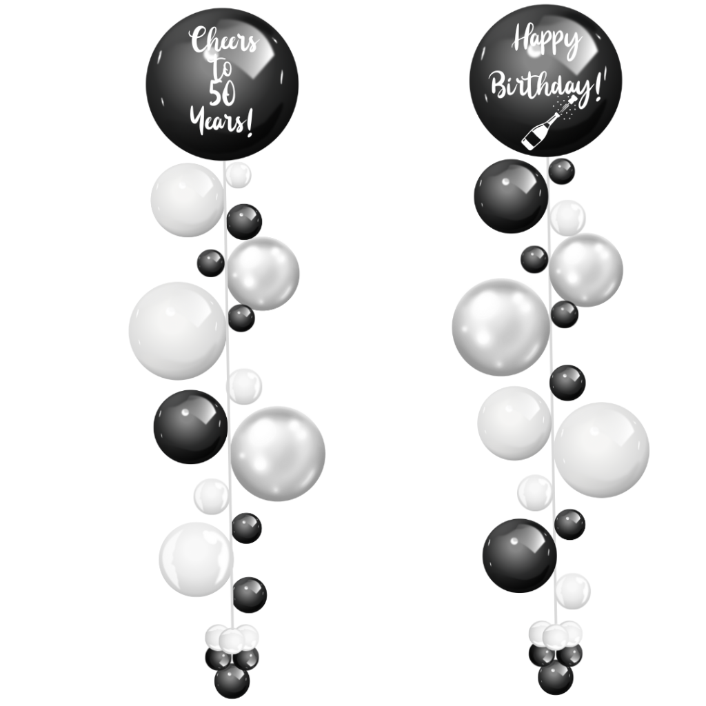 Black and White Bubble Strands (Pair) - BalloonZilla