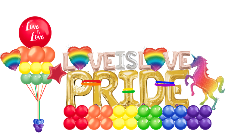 Pride Marquis Balloon Sculpture With Small Bouquet - BalloonZilla