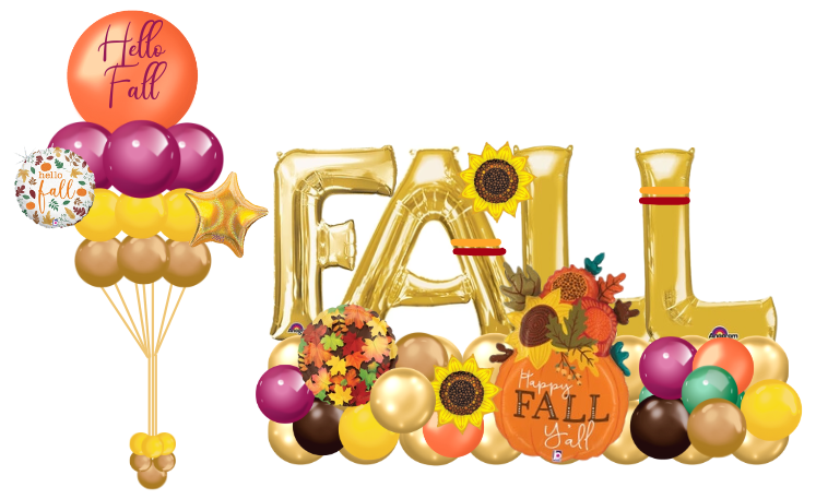 Fall Marquis Balloon Sculpture (Extra Large) With Small Bouquet - BalloonZilla
